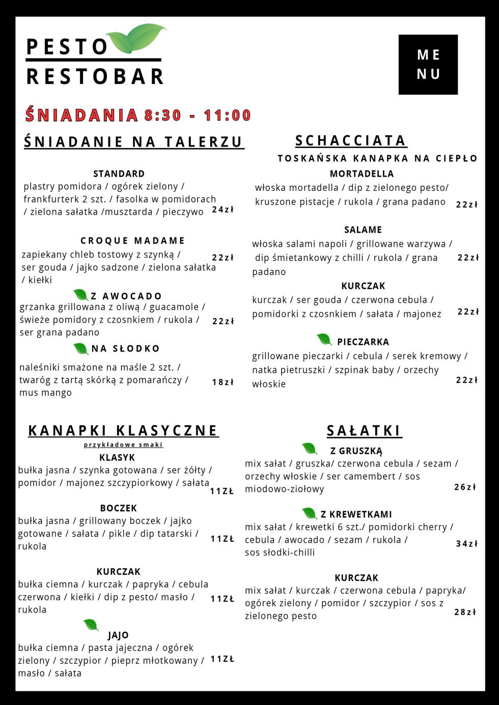 Menu | Pesto RestoBar